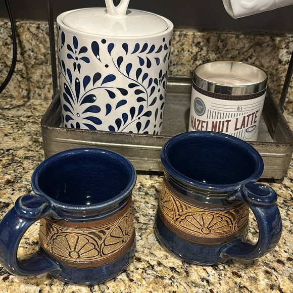 Kitchen | Two Handsome Handmade Royal Blue Raw Stoneware Art Mugs ...